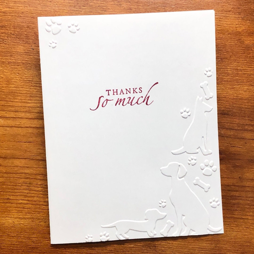8 Dog Thank You Cards, Embossed Dog Notes, Animal Stationery Set, Pet ...