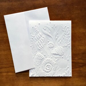 8 3D Seashell Note Cards, White Embossed Ocean Note Card Set, Blank Sea ...