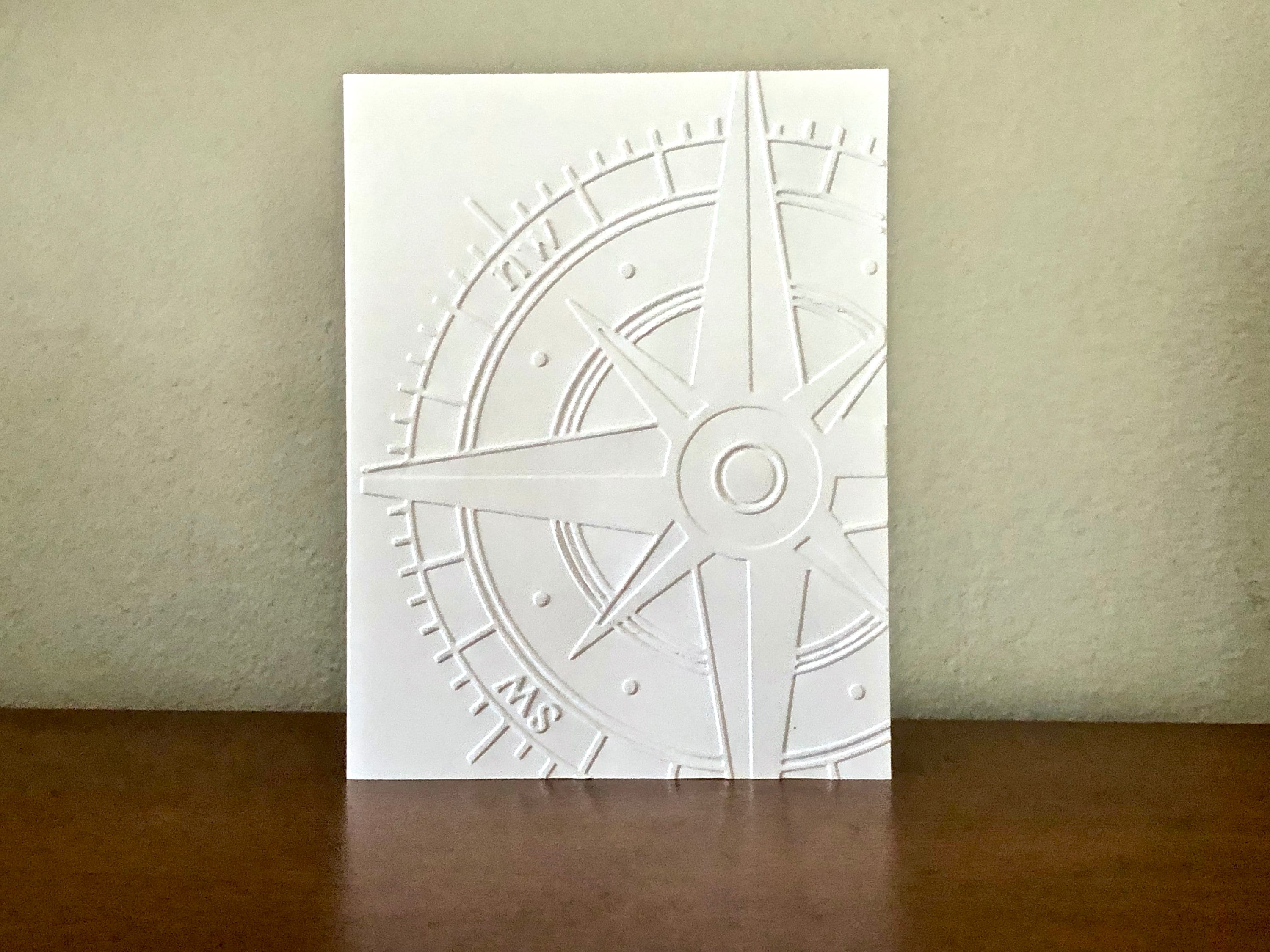 8 White Embossed Compass Cards, Blank Compass Rose Note Card Set ...