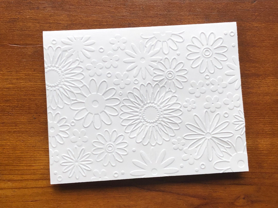 8 3D White Embossed Daisy Cards, Floral Note Card Set, Blank Botanical ...