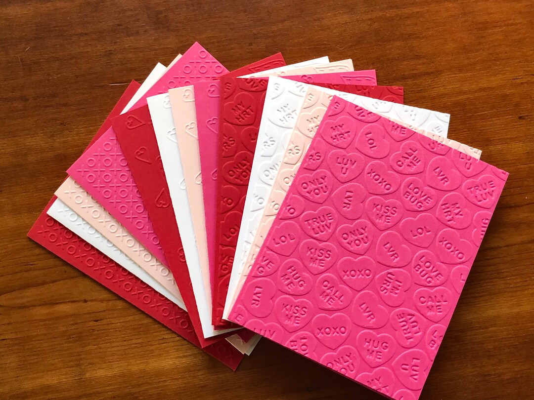 12 Valentine Note Cards, Variety Card Set, Embossed Valentine's Day ...