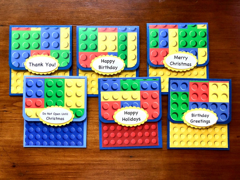 Building Block Gift Card Holder for Kid, Building Blocks Brick Birthday ...
