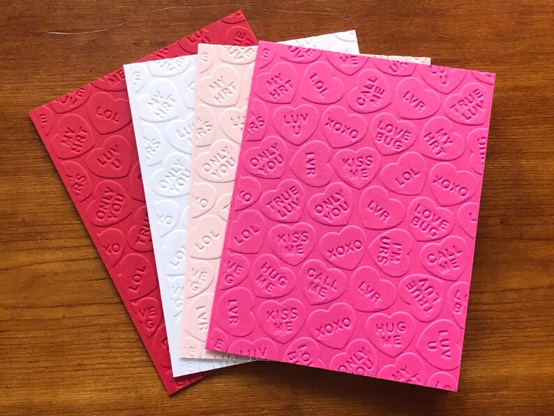 12 Valentine Note Cards, Variety Card Set, Embossed Valentine's Day ...