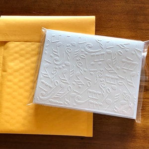 8 Music Cards, Embossed Note Card Set, Musical Notes Writing Stationery ...