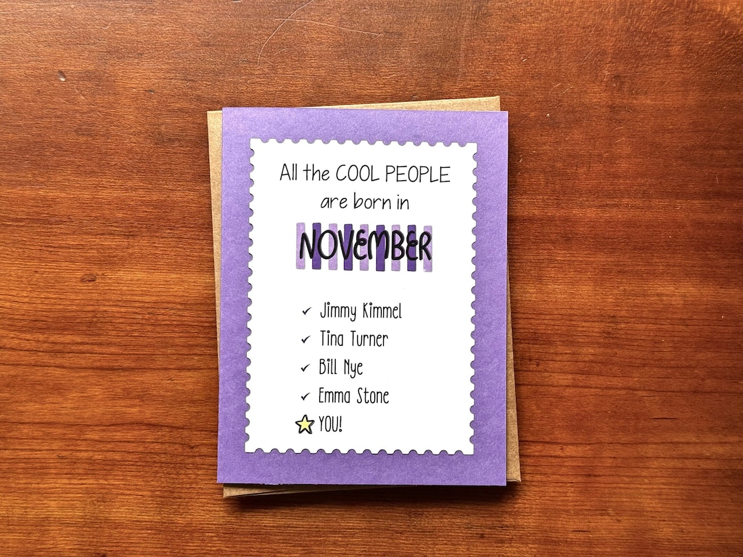 Personalized Funny November Birthday Card Customized With Recipients ...