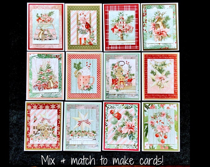 DIY Retro Christmas Card Kit, 12 Holiday Greeting Card Making Craft Set ...