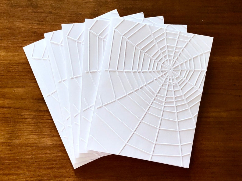 8 White Halloween Note Card Set Spiderweb Stationary Notes - Etsy