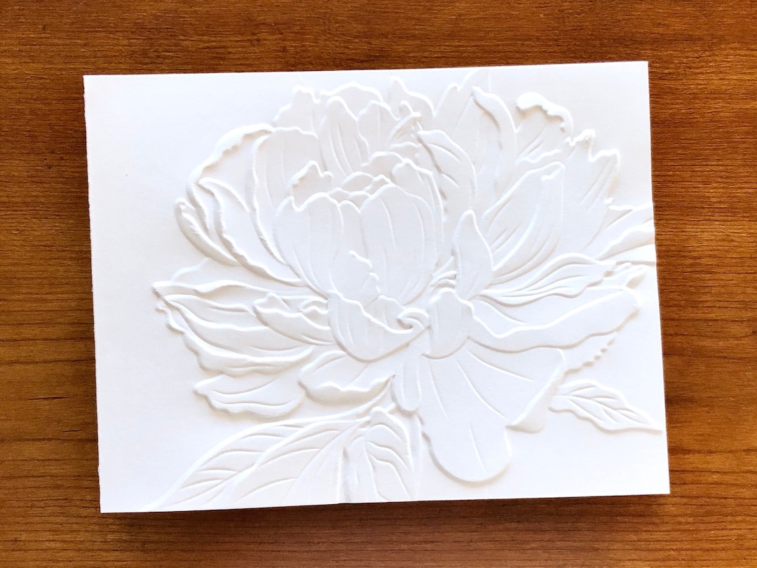 3D Embossed White Peony Flower Note Card Set, Floral Card Set, Blank ...