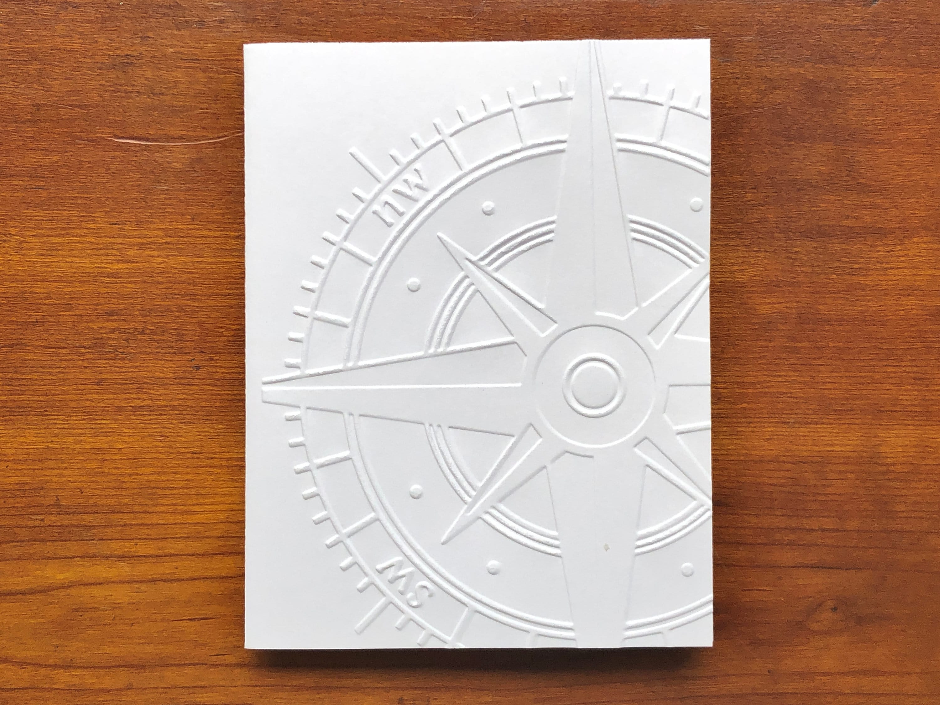 8 White Embossed Compass Cards, Blank Compass Rose Note Card Set ...
