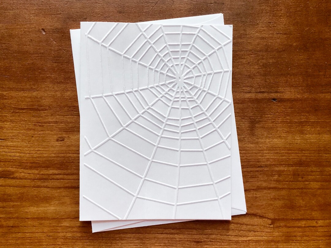 8 White Halloween Note Card Set, Spiderweb Stationary Notes, Spider Web ...