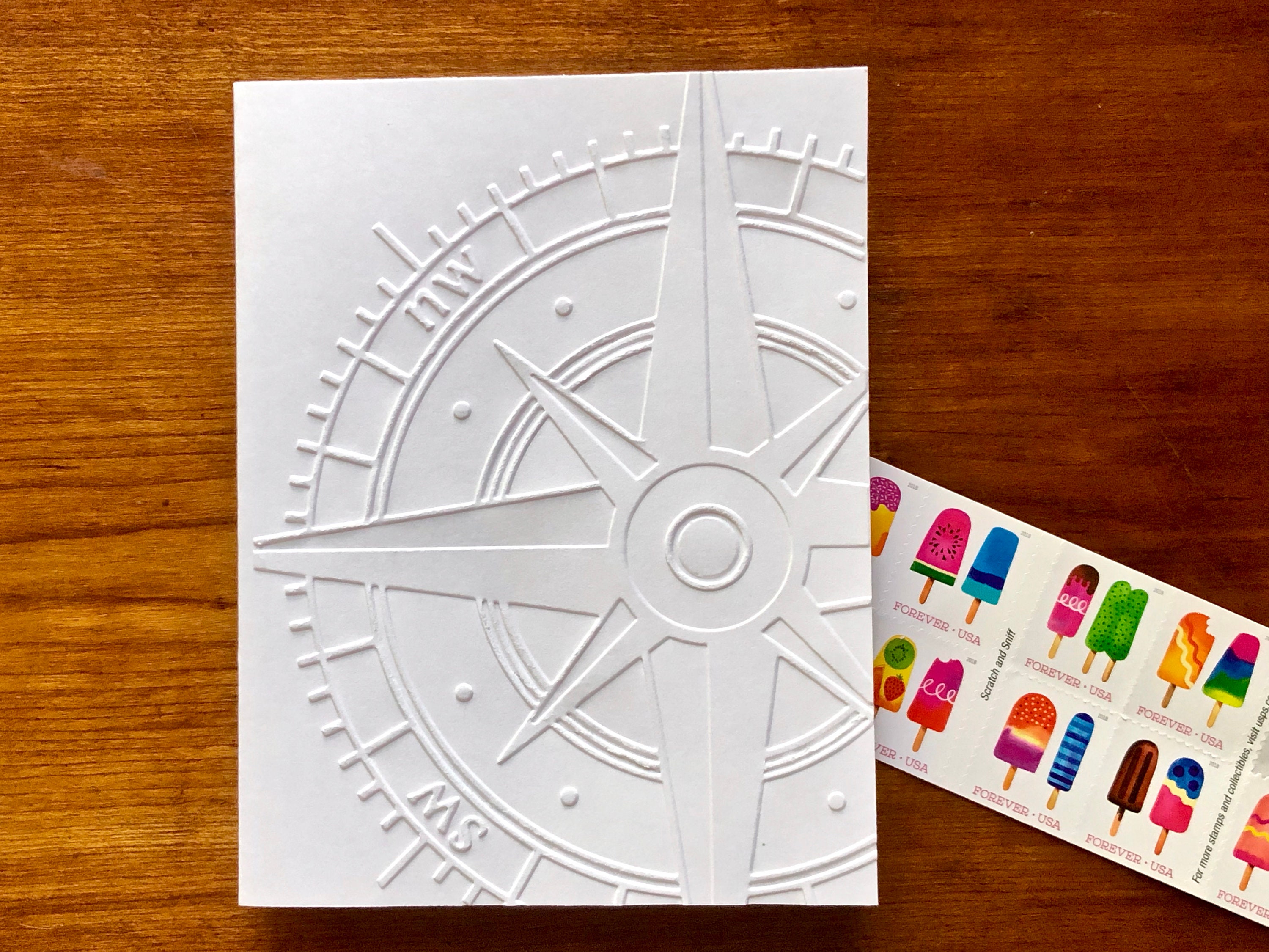 8 White Embossed Compass Cards Blank Compass Rose Note Card | Etsy