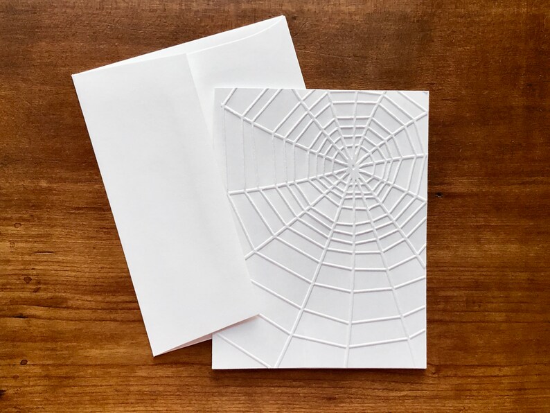 8 White Halloween Note Card Set Spiderweb Stationary Notes - Etsy