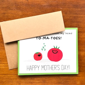 Funny Food Pun Mother's Day Card, Cute Tomato Food Pun Card for Mother ...