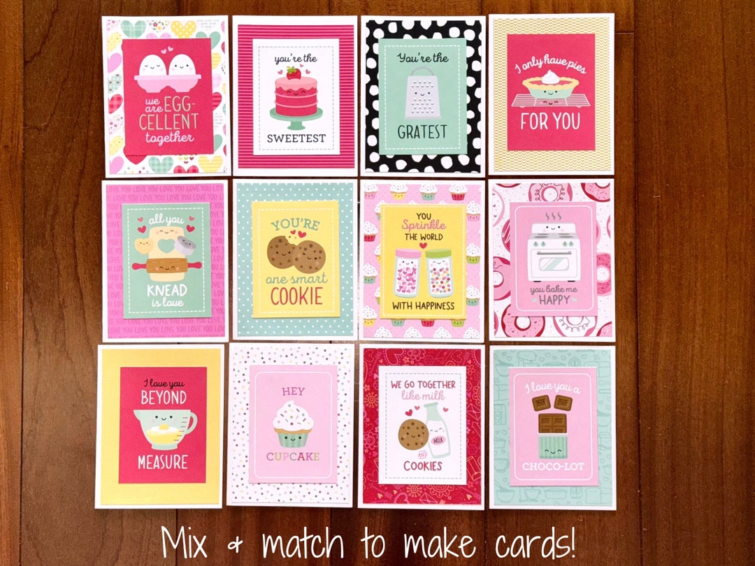 DIY Valentine Card Making Kit for Adults & Kids, Cute Baking Theme Food ...