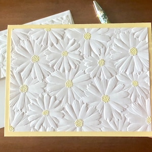8 3D Embossed Daisy Flower Note Cards, White Floral Note Card Set ...