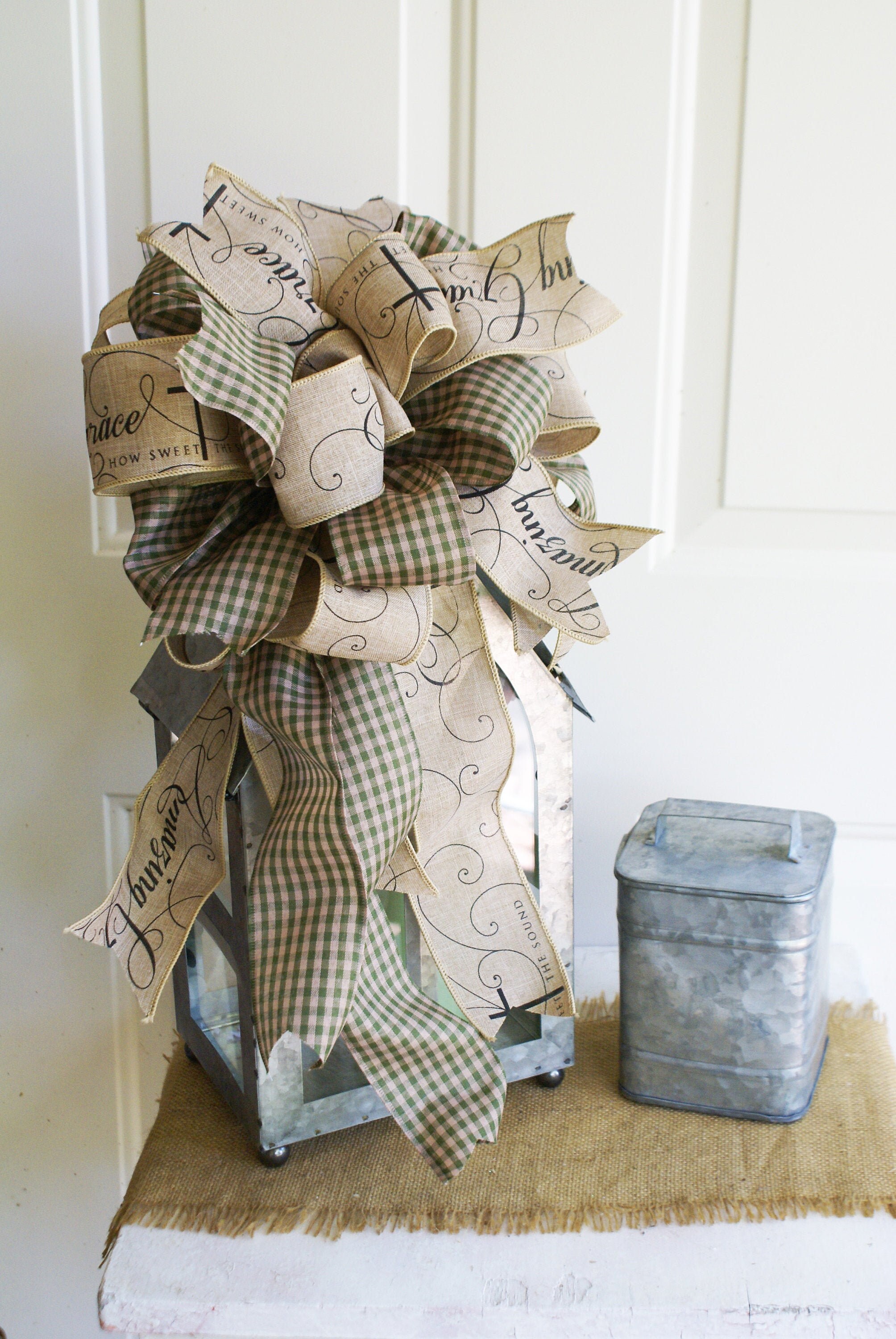 Farmhouse Amazing Grace Wreath Bow, Country Neutral Décor, Rustic ...