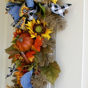 Fall Farmhouse Swag, Rustic Autumn Swag, Rustic Sunflower Swag, Autumn ...