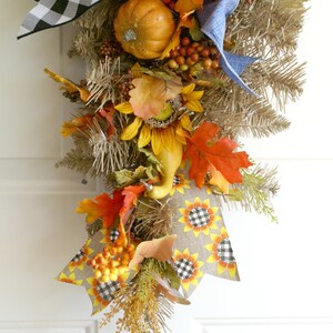 Fall Farmhouse Swag, Rustic Autumn Swag, Rustic Sunflower Swag, Autumn ...