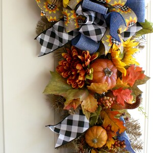 Fall Farmhouse Swag, Rustic Autumn Swag, Rustic Sunflower Swag, Autumn ...