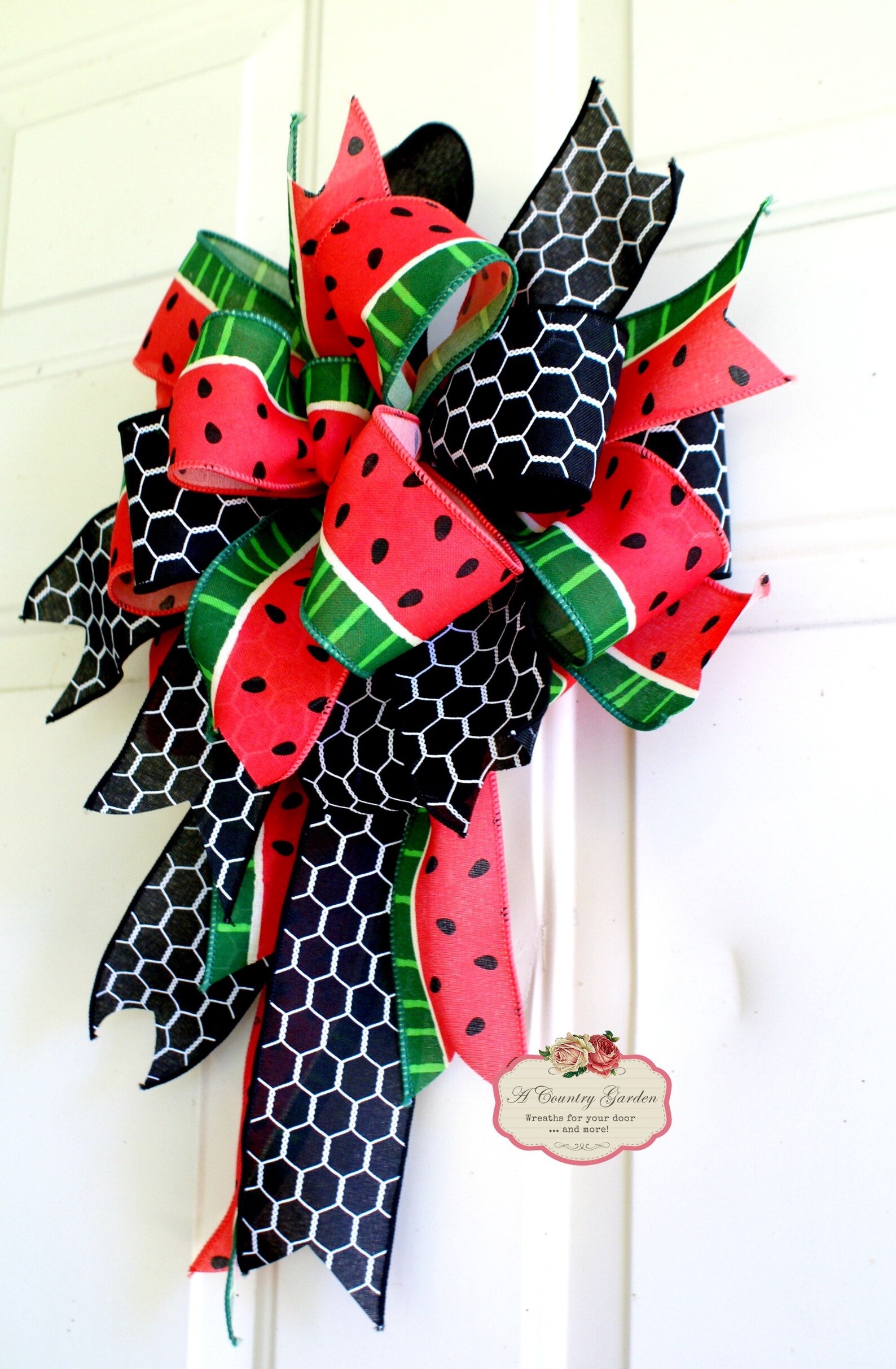 Summer Watermelon Bow Country Wreath Bow Summer Farmhouse | Etsy