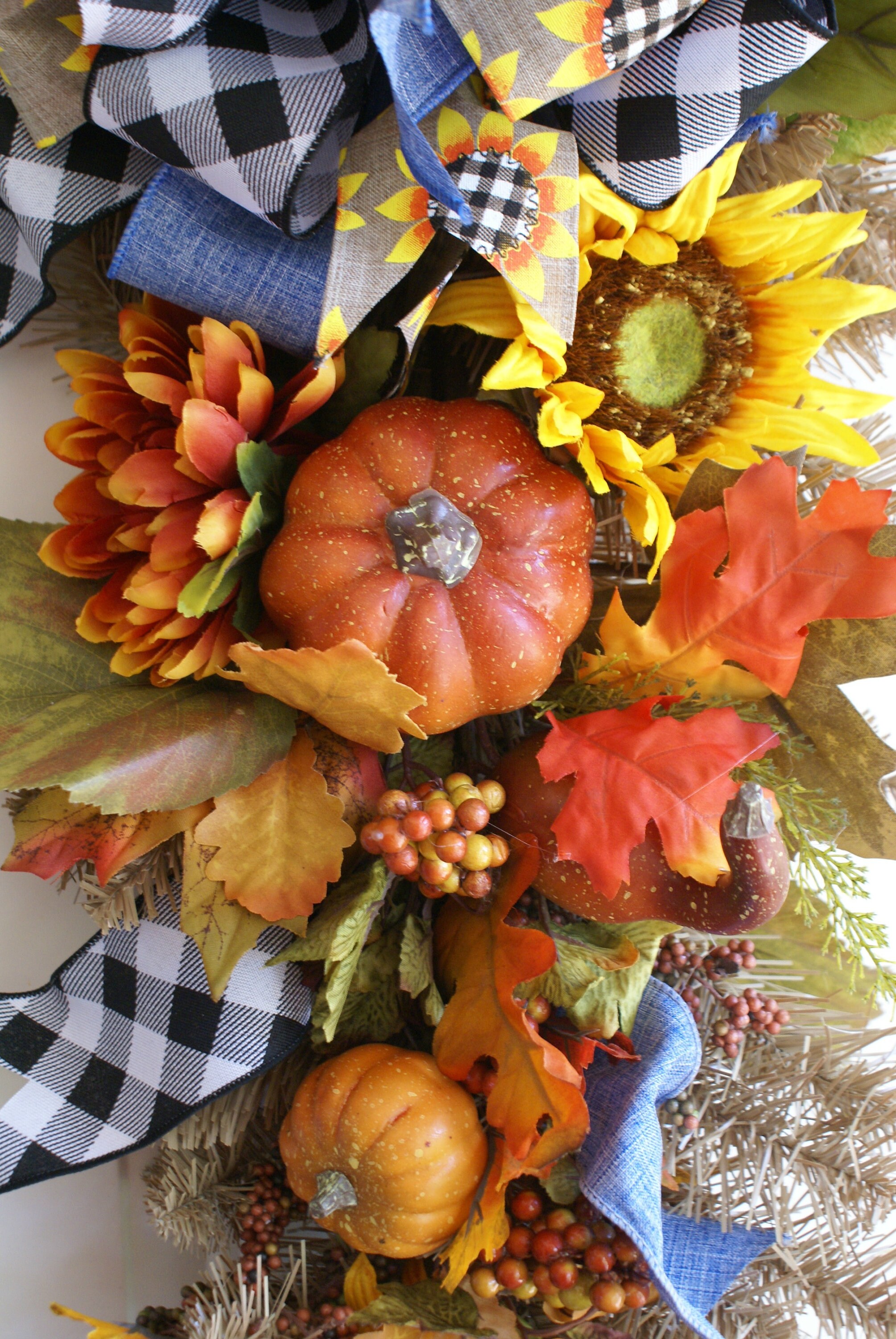 Fall Farmhouse Swag Rustic Autumn Swag Rustic Sunflower | Etsy