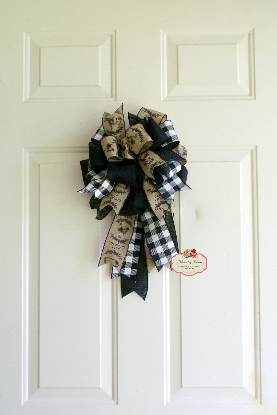Fall Farmhouse Bow - Rustic Fall Country Bow~ French Country Bow -black ...