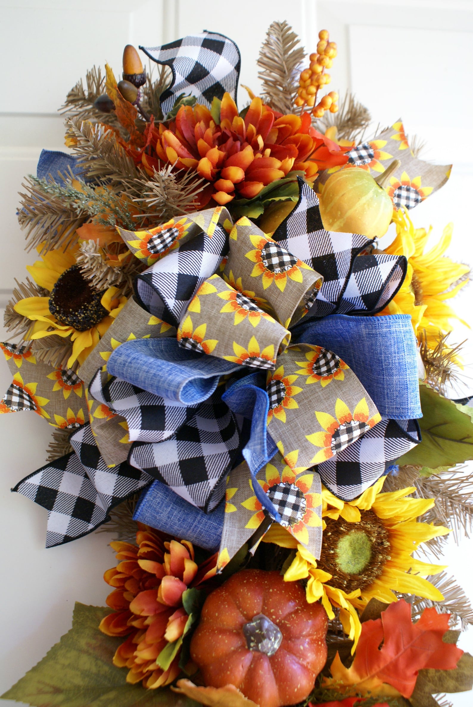 Fall Farmhouse Swag Rustic Autumn Swag Rustic Sunflower | Etsy