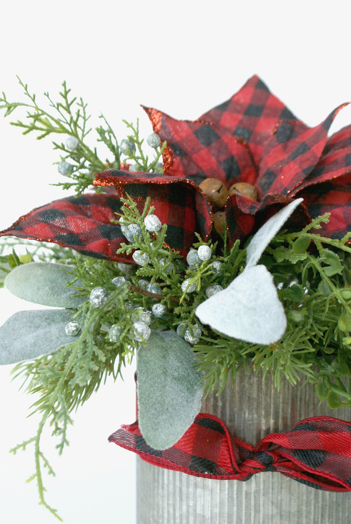 Buffalo Check Christmase Arrangement, Buffalo Check Farmhouse Christmas ...