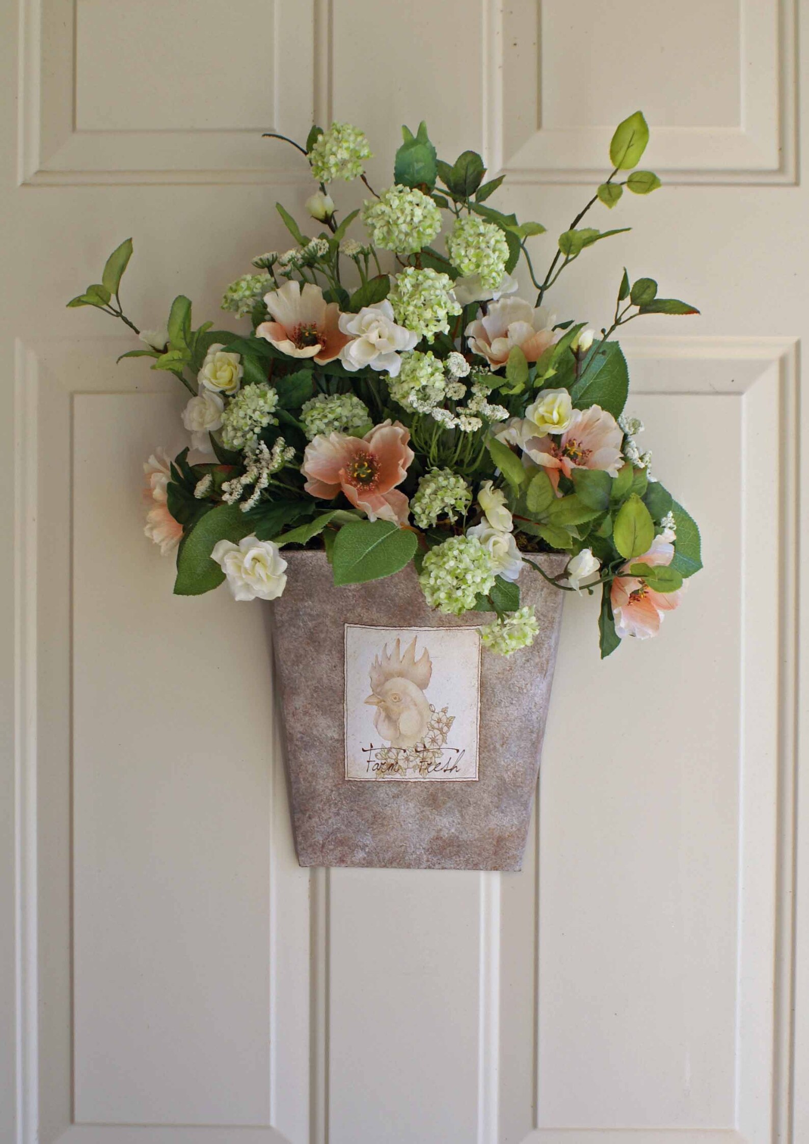 Spring Farmhouse Blush Poppy Door Pocket, Spring French Country Front ...