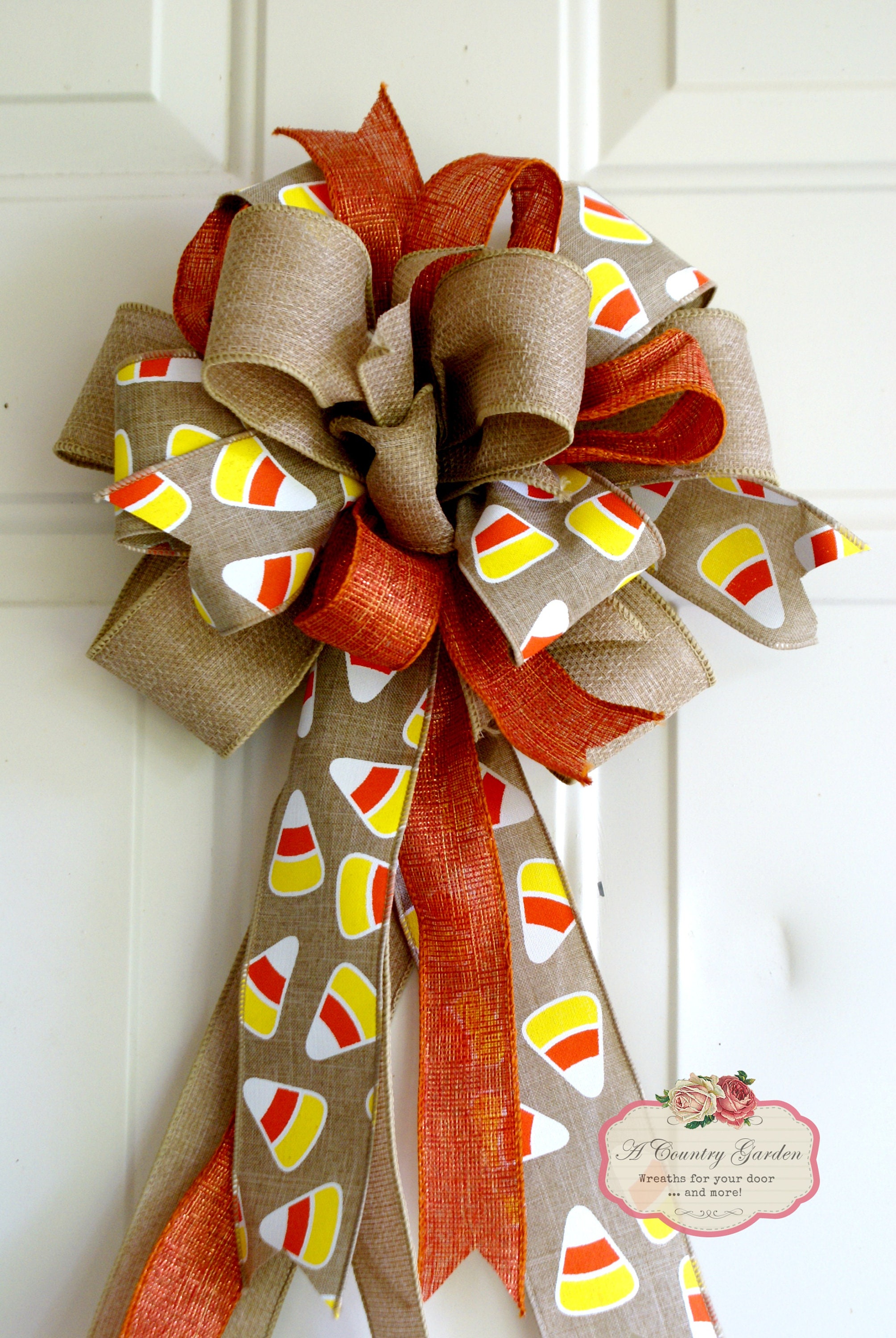 Fall Farmhouse Bow~candy Corn Fall Bow~fall Bow~halloween Bow~halloween ...