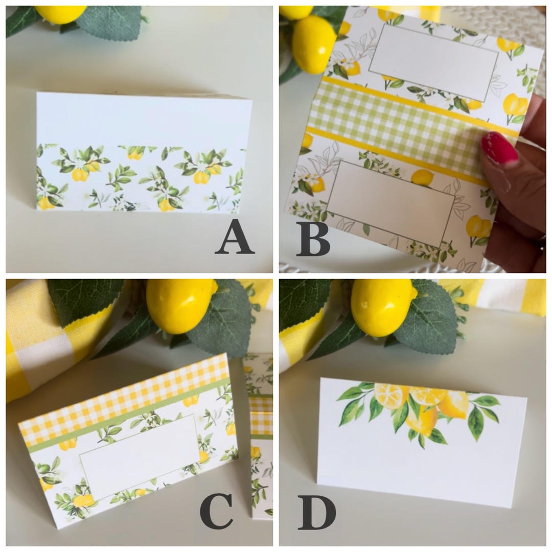 Lemon Place Cards | Printable Folded Name Cards (digital Download) - Etsy