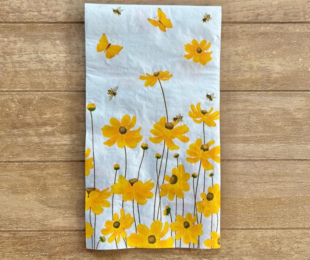 Paper Napkin | Yellow Floral | Decoupage Craft Supply - Etsy