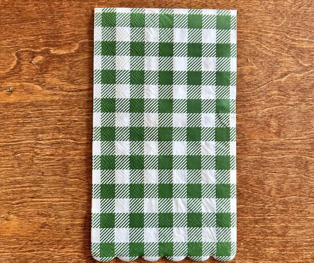 Paper Napkin | Dark Green Check | Decoupage Craft Supply - Etsy