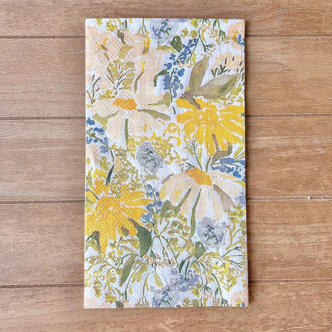 Paper Napkin | Yellow & Blue Floral - Etsy
