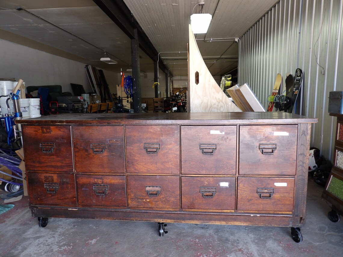 Sherer Seed Bean Counter Cabinet Kitchen Island General Store Country ...