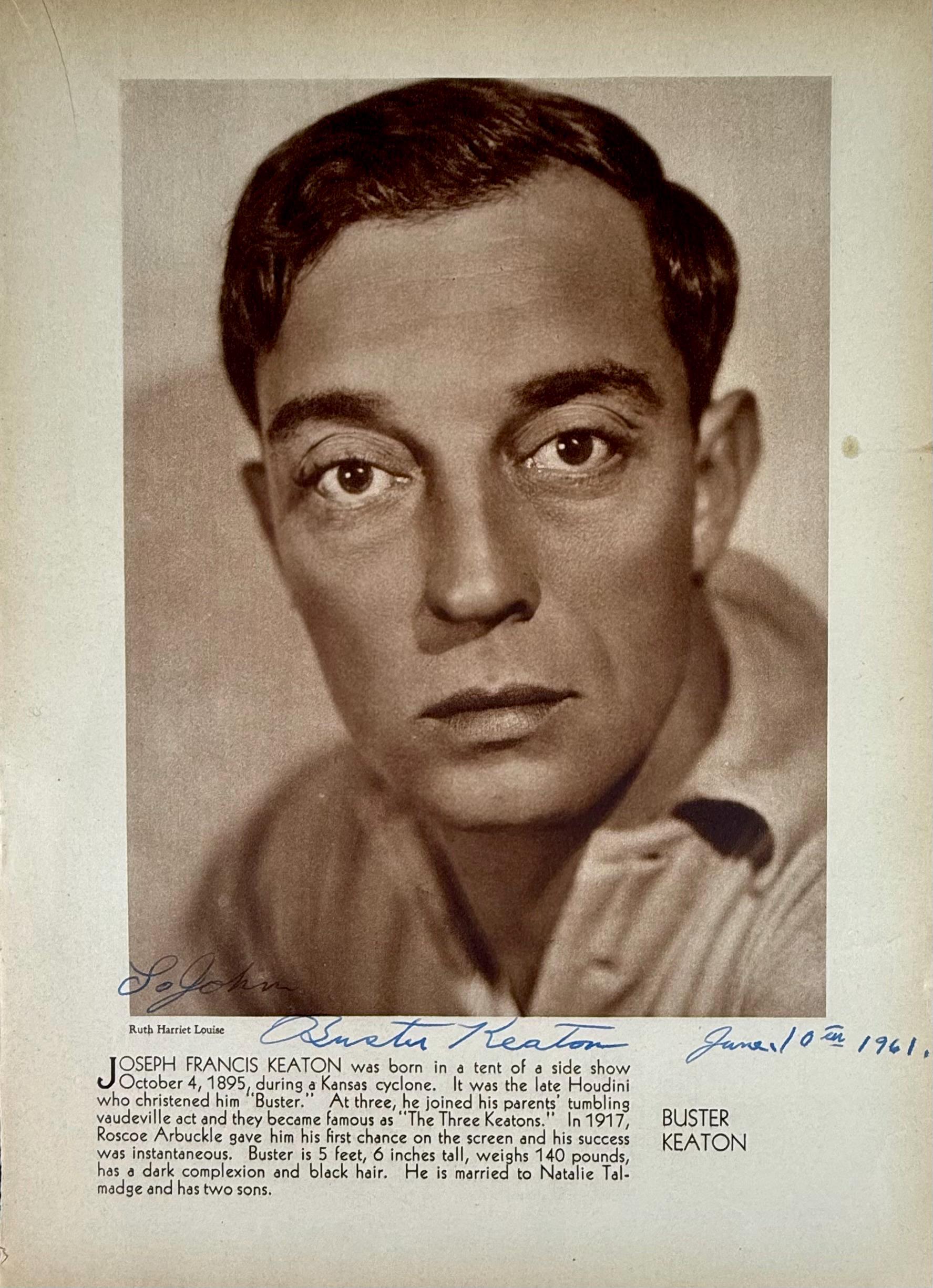 BUSTER KEATON Signed Autographed 1930 Photoplay Book Page Picture ...