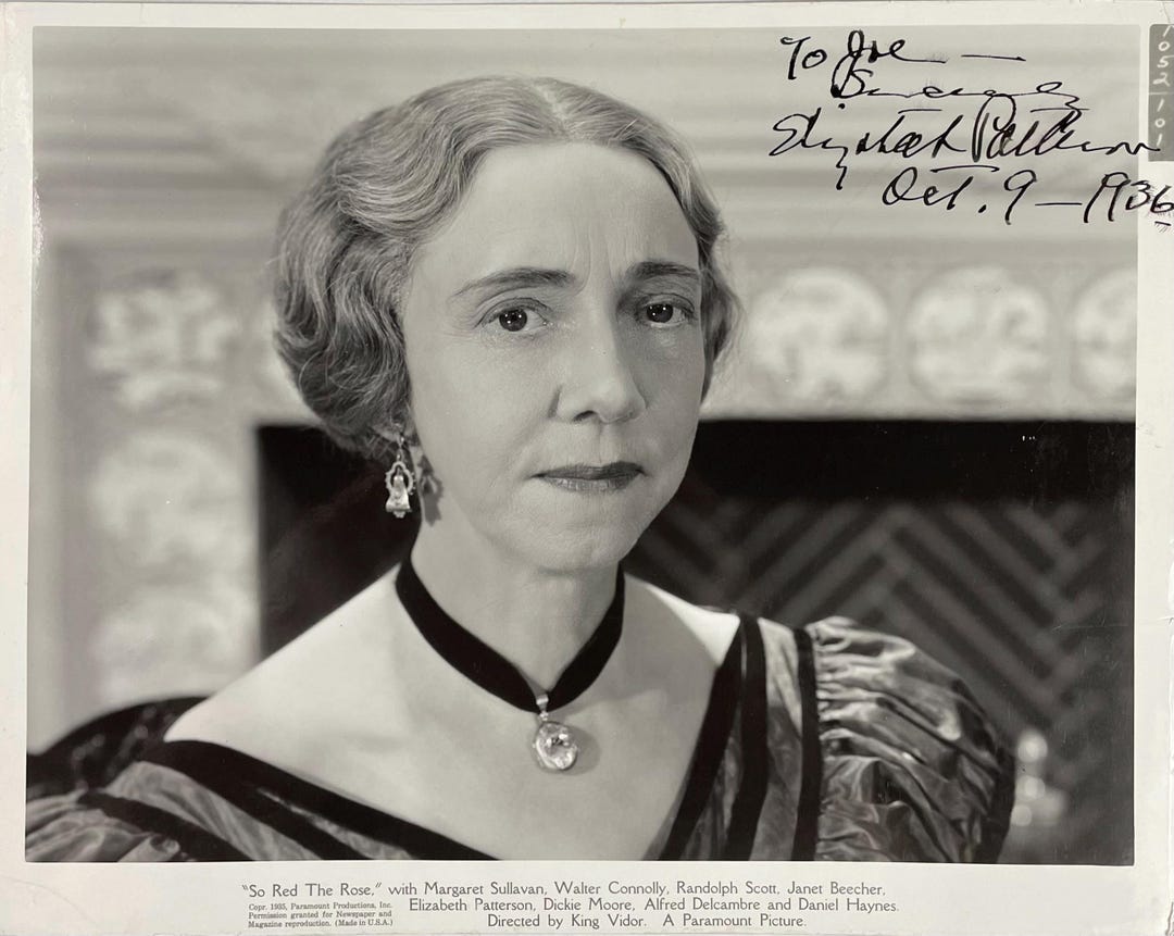 ELIZABETH PATTERSON Autograph Signed 8"x10" Vintage Photograph so Red ...