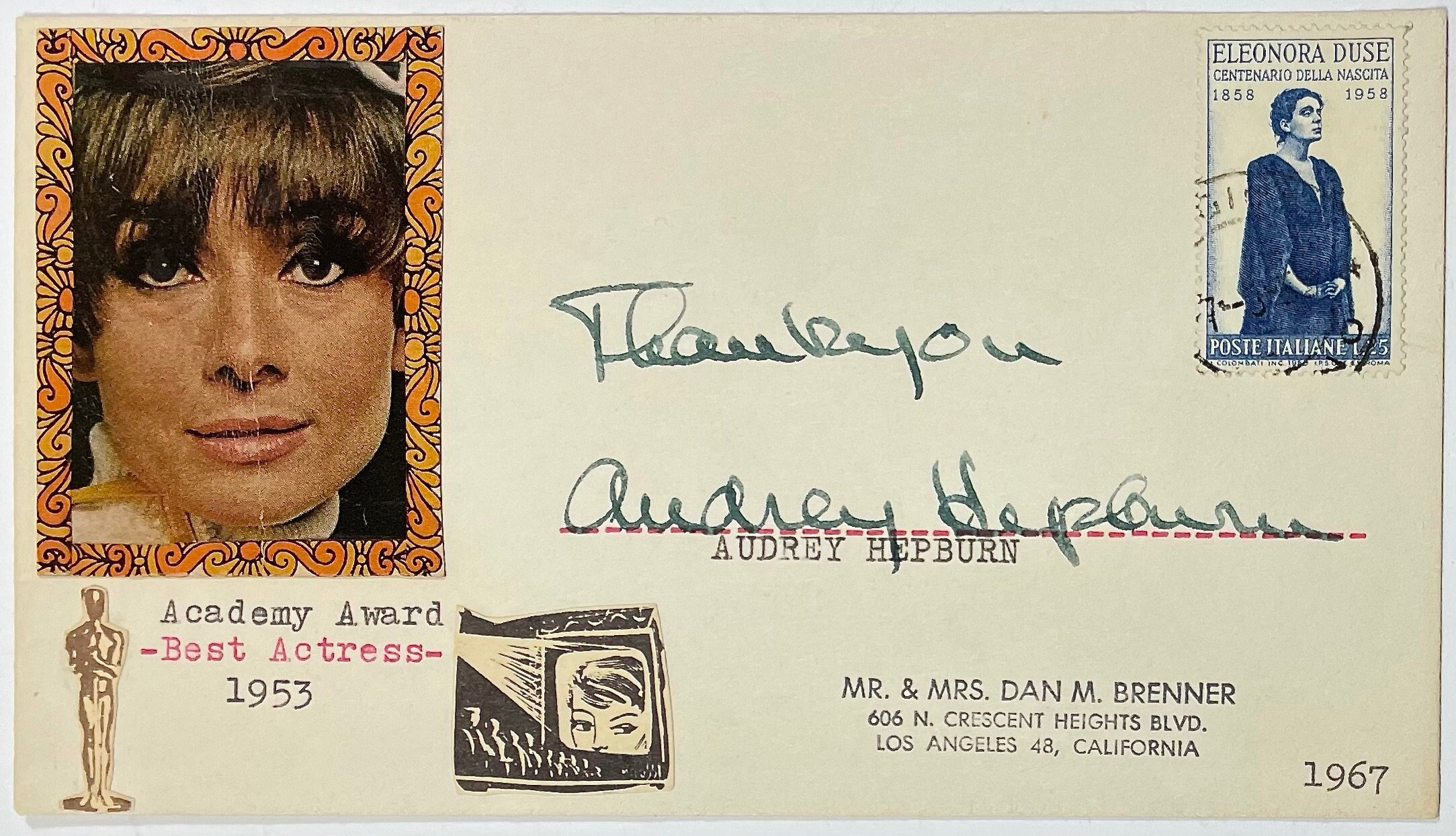 Audrey Hepburn Autographed Hand Signed Vintage Academy Award Envelope ...