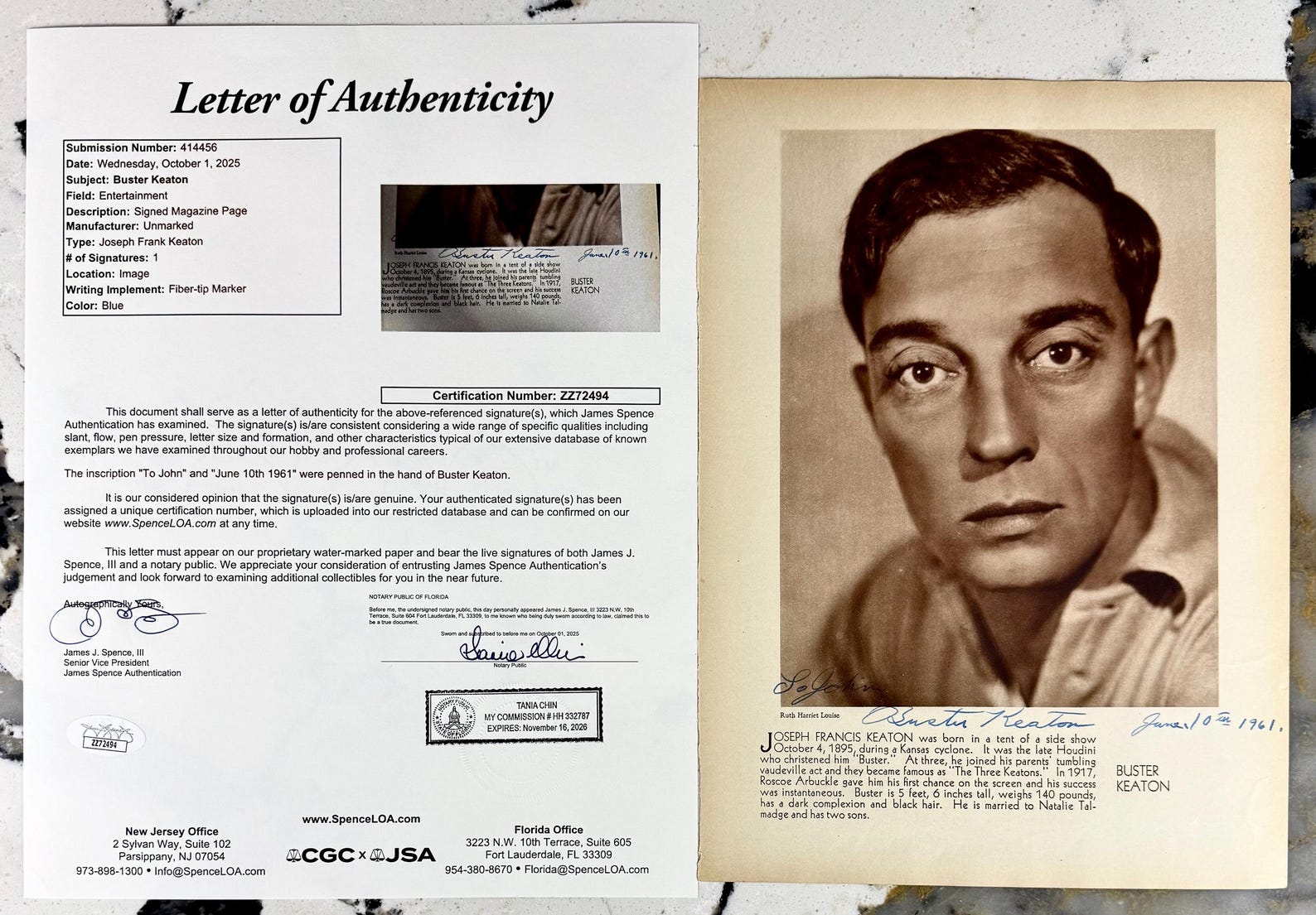 BUSTER KEATON Signed Autographed 1930 Photoplay Book Page Picture ...