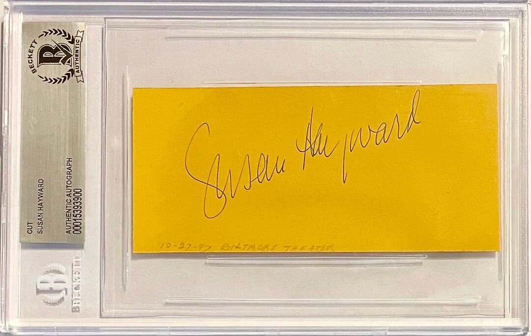 SUSAN HAYWARD Autograph Signed 2 1/4" X 5" Album Page Beckett Certified ...