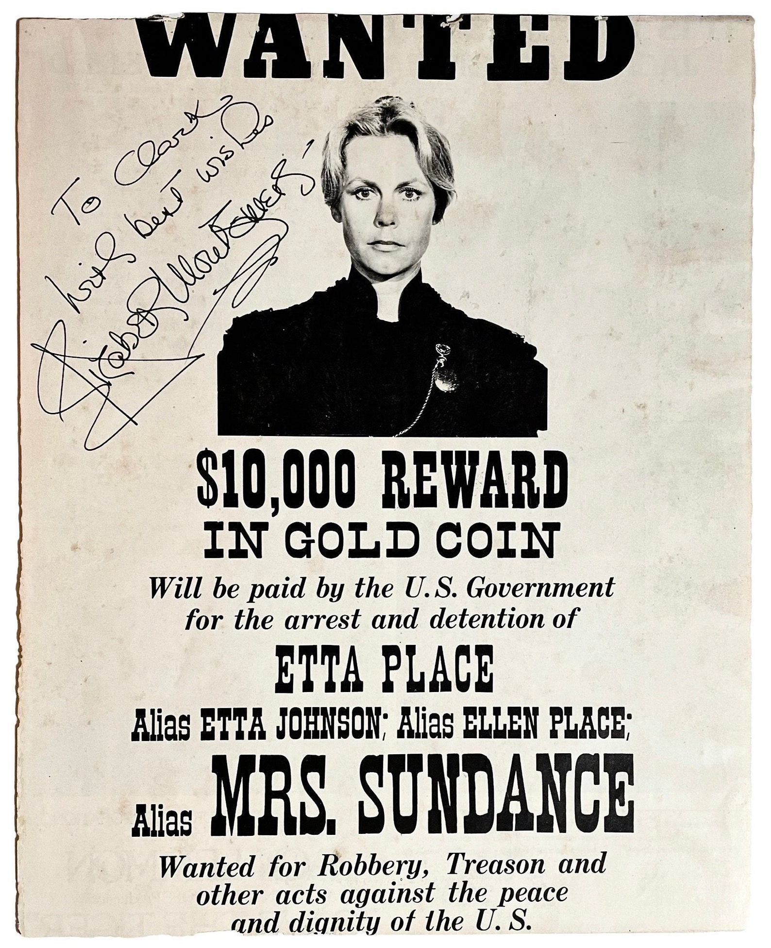 Elizabeth Montgomery Autographed Signed Vintage 8" X 10" Wanted Poster ...
