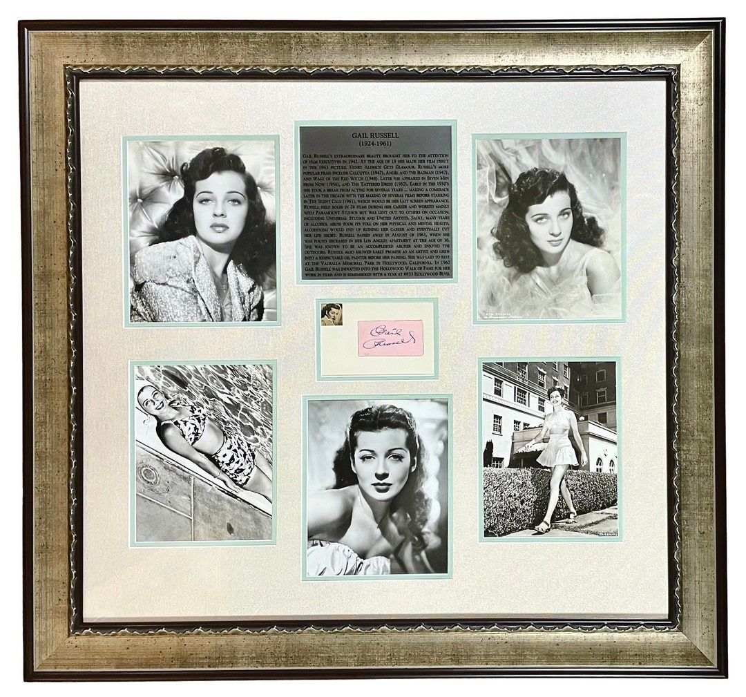 Gail Russell Autographed Signed Vintage Cut 1940s Photos 5 Framed 32 X ...