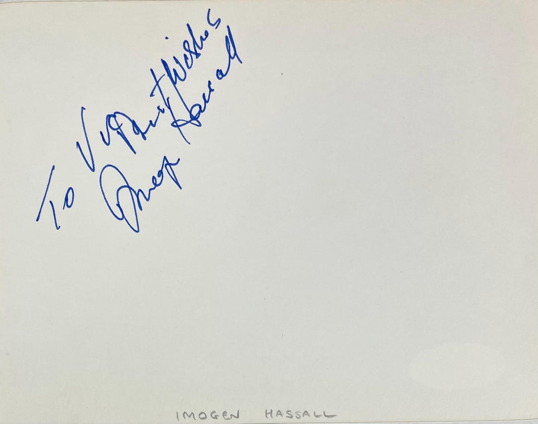 Imogen Hassall Autograph Signed 4"x 5" Album Page Incense for the ...