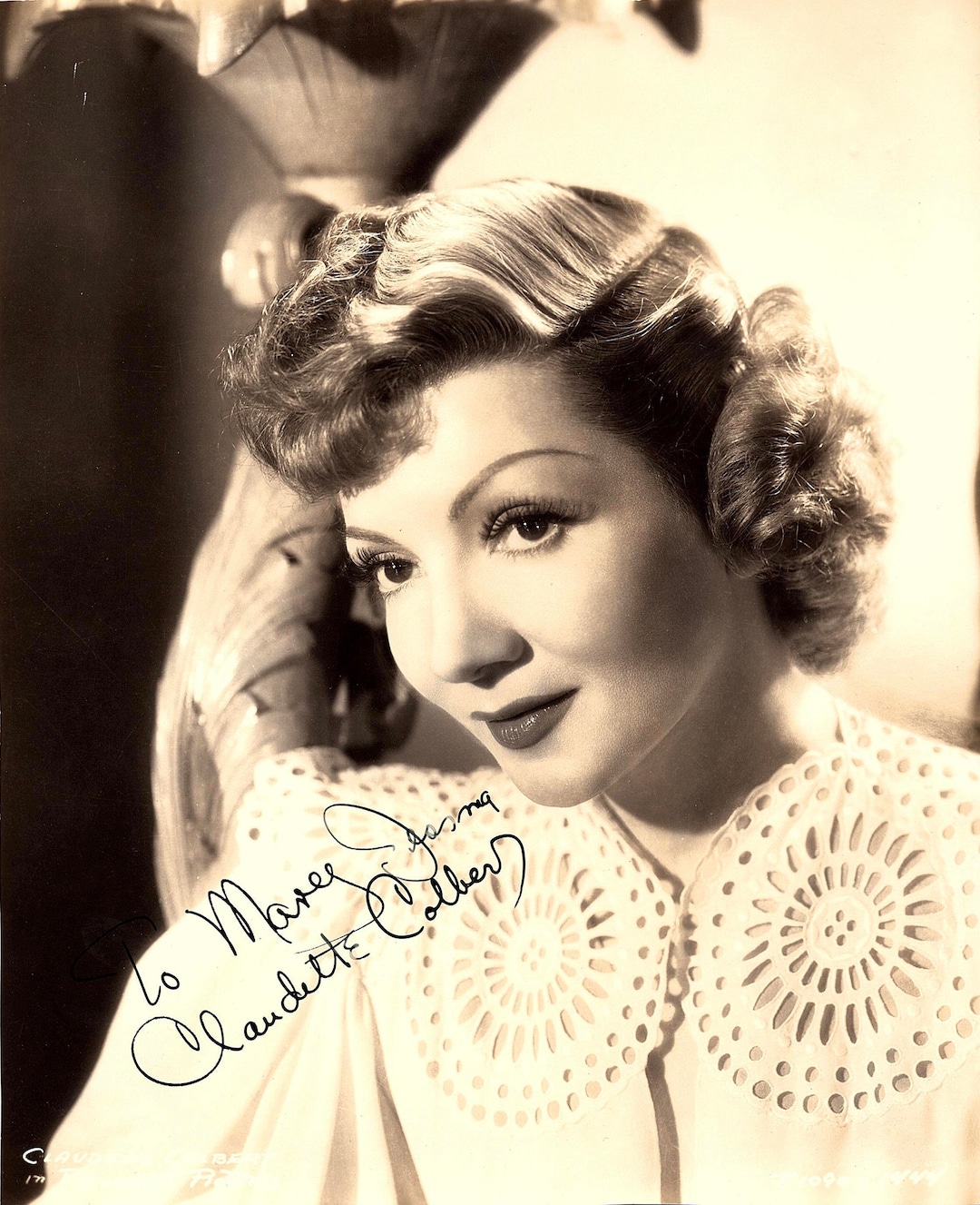 Claudette Colbert Vintage Autographed Autograph Signed Hollywood Film ...