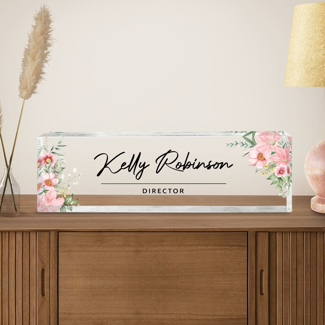 Personalized Acrylic Name Plate Marble Office Sign Plaque Coworker ...