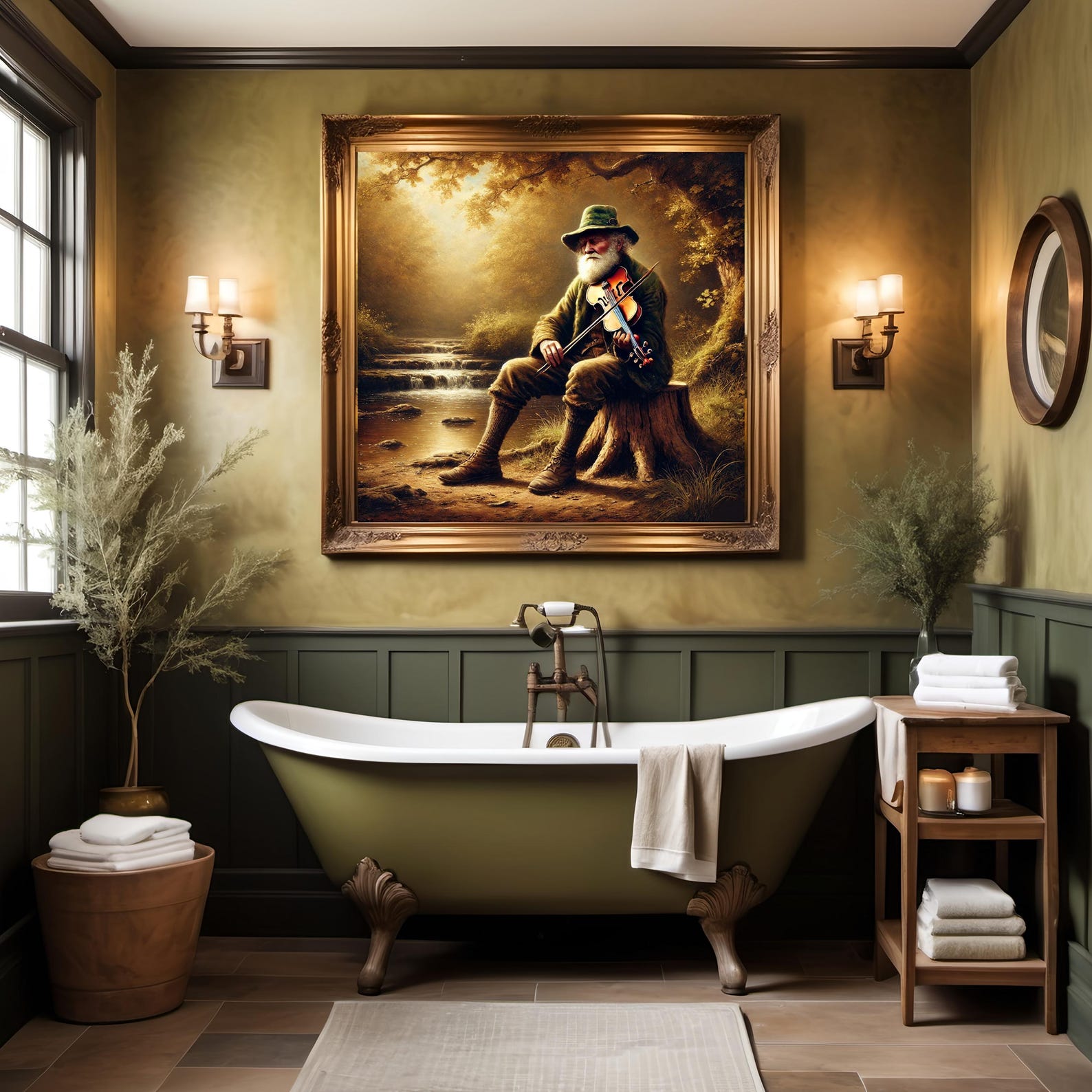 Vintage Irish Fiddle Player Impressionist Painting St Patricks Day Wall ...