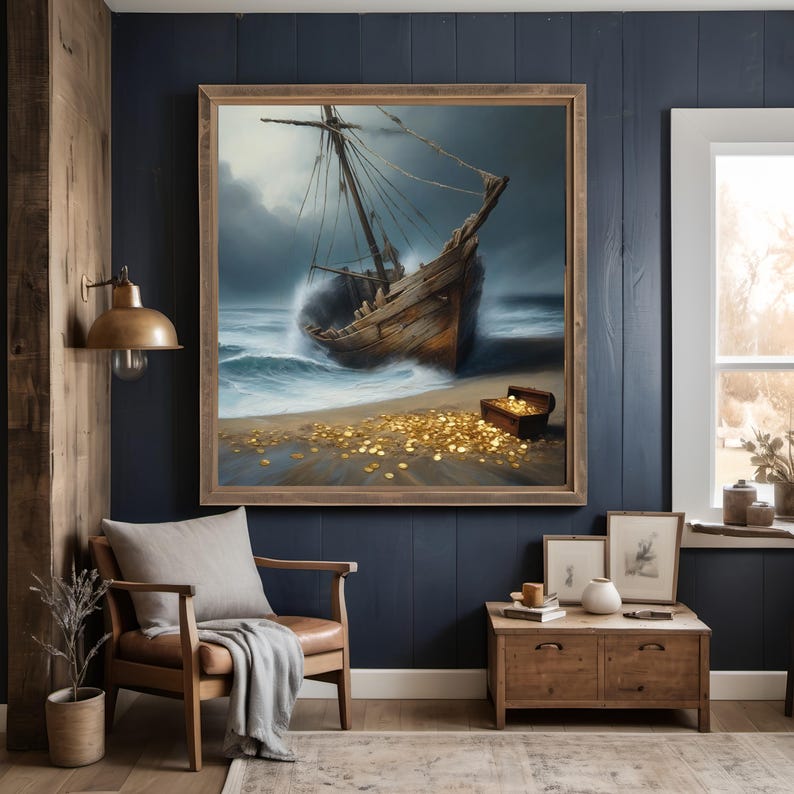 Shipwreck Treasure Wall Art Nautical Digital Download Treasure Chest ...