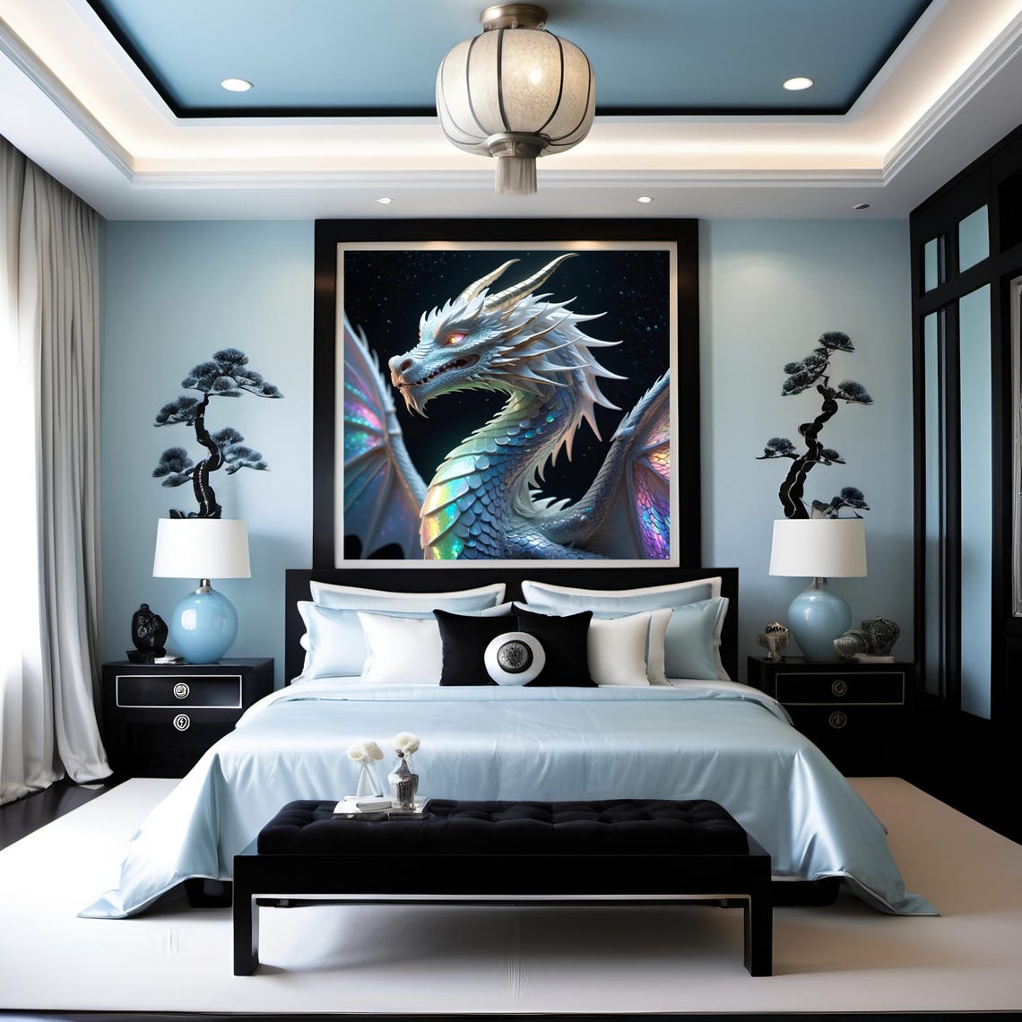 Opalescent Lunar Dragon Art Print: Fantasy Home Decor (digital Download ...