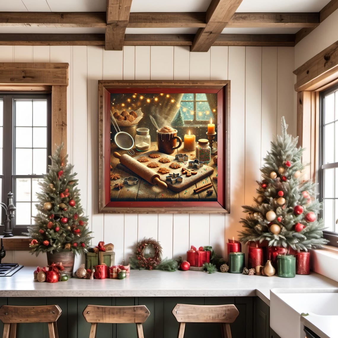 Vintage Christmas Baking Still Life Art: Festive Holiday Decor (digital ...