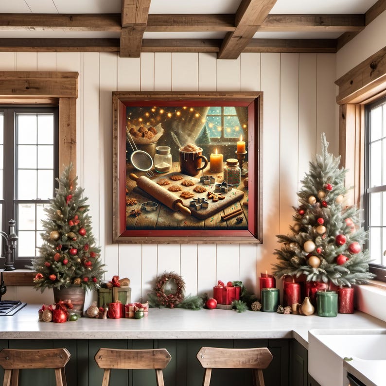 Vintage Christmas Baking Still Life Art: Festive Holiday Decor (digital ...